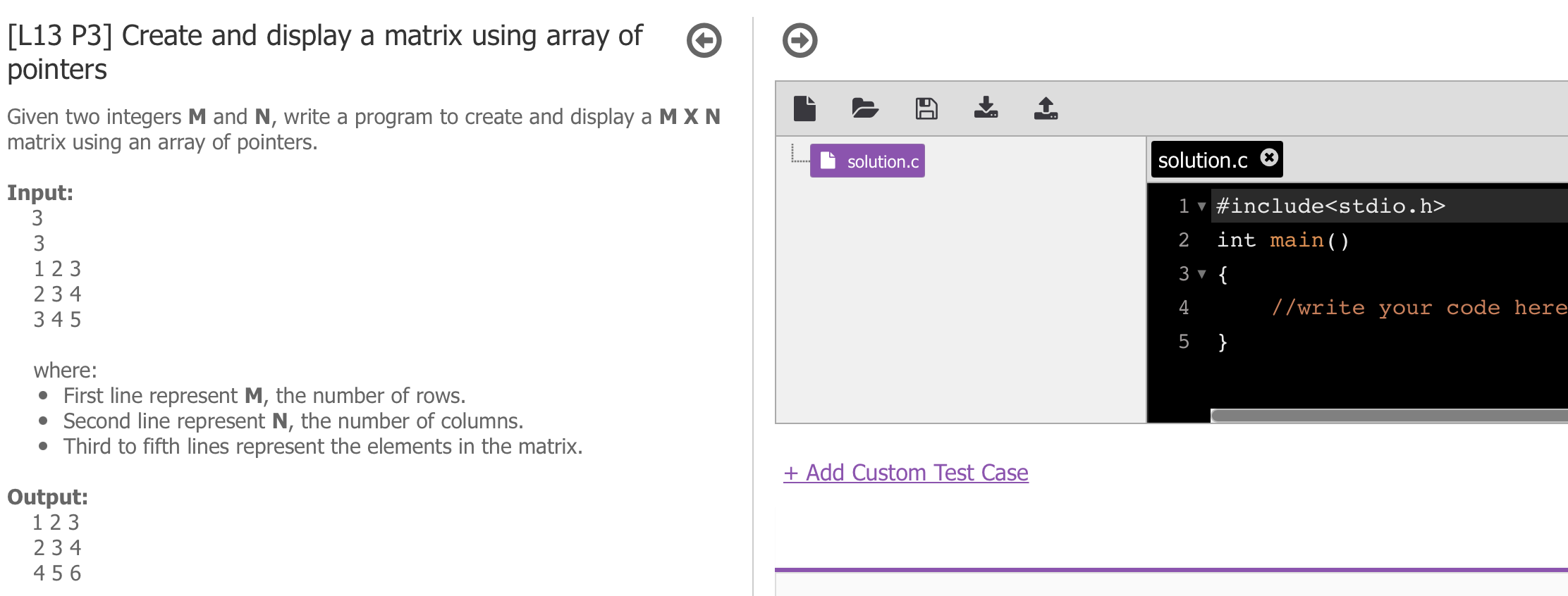Solved [L13 P3] Create and display a matrix using array of | Chegg.com