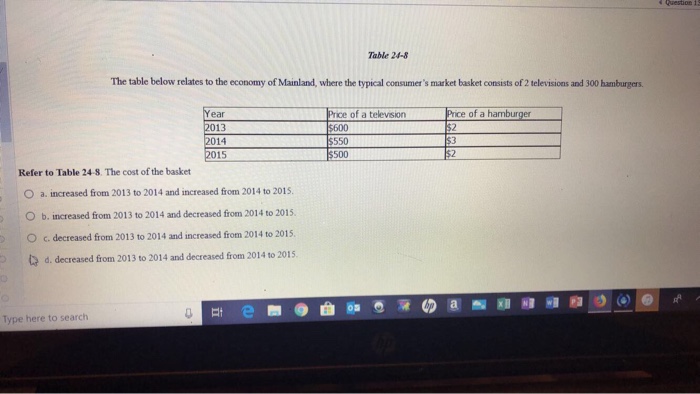 Solved Table 24-8 The table below relates to the economy of | Chegg.com