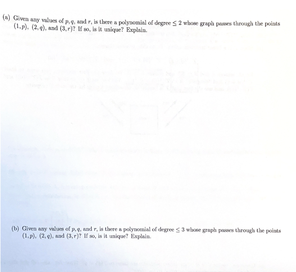(a) Given any values of p,q, and r, is there a | Chegg.com
