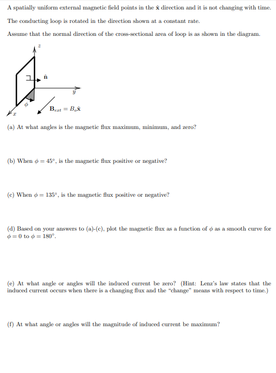 Solved A spatially uniform external magnetic field points in | Chegg.com