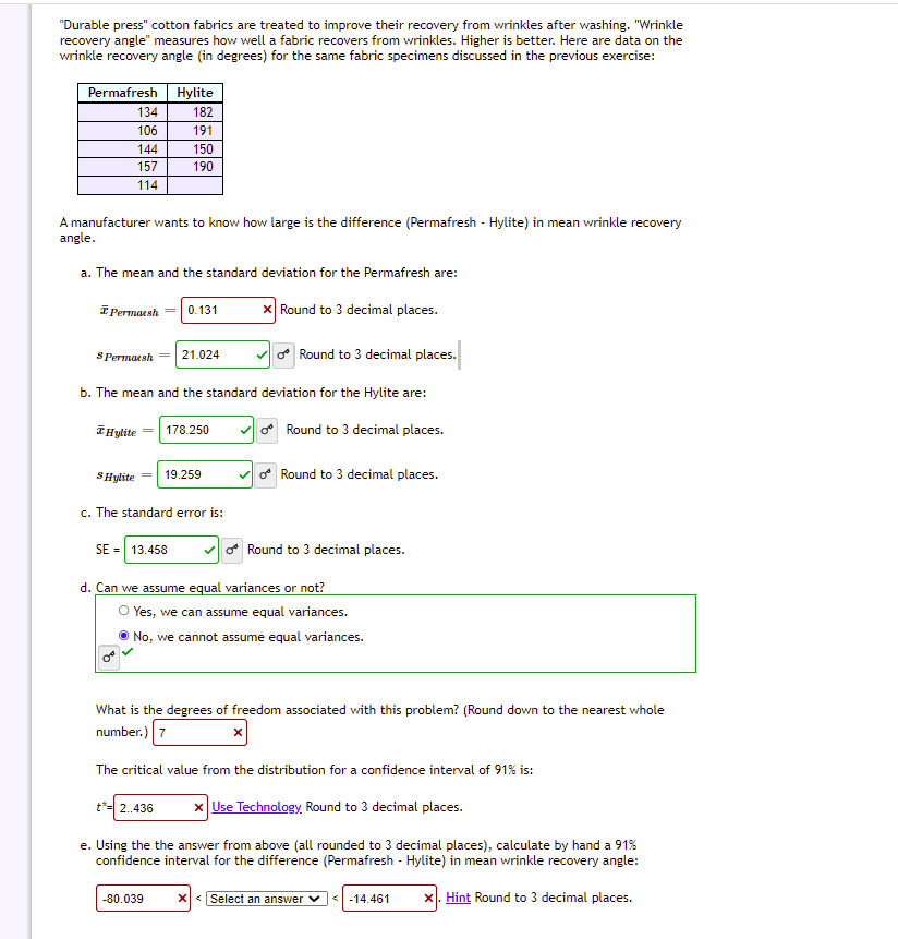 Solved "Durable press" cotton fabrics are treated to improve | Chegg.com