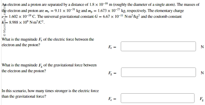 Solved An electron and a proton are separated by a distance | Chegg.com