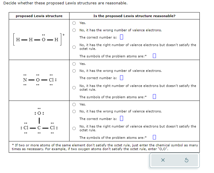 Solved Decide whether these proposed Lewis structures are | Chegg.com