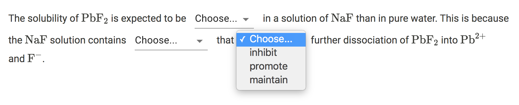 Solved Choose... in a solution of NaF than in pure water. | Chegg.com