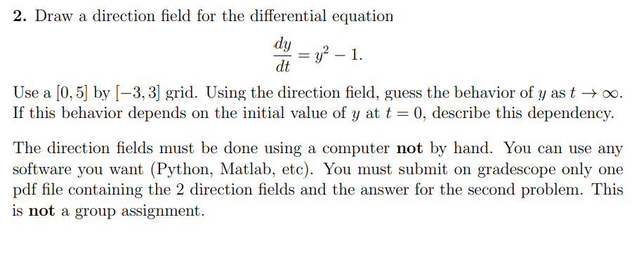 Solved 2. Draw a direction field for the differential | Chegg.com