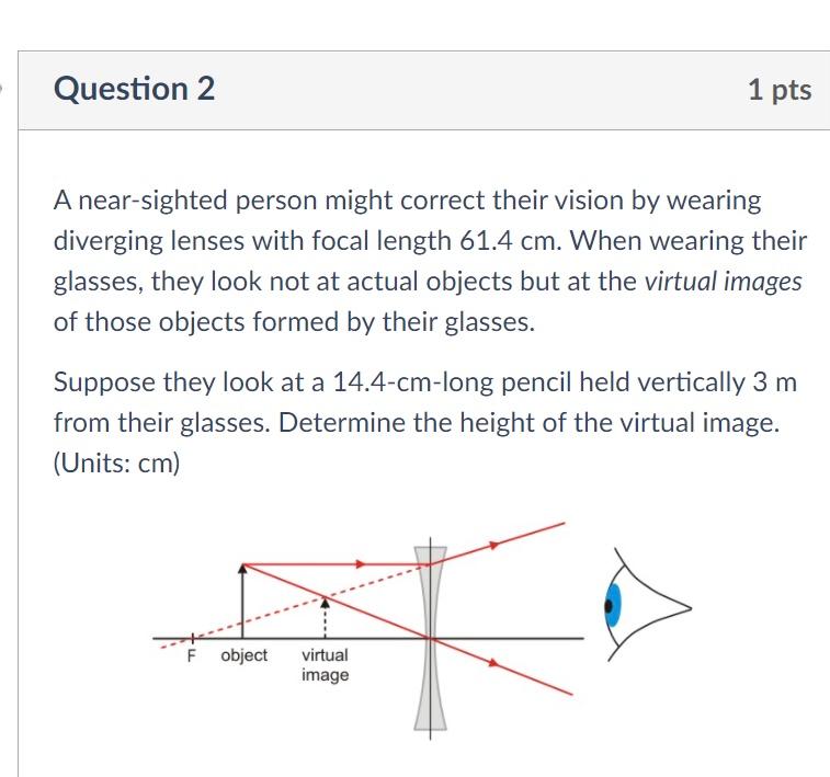 Solved A near-sighted person might correct their vision by | Chegg.com