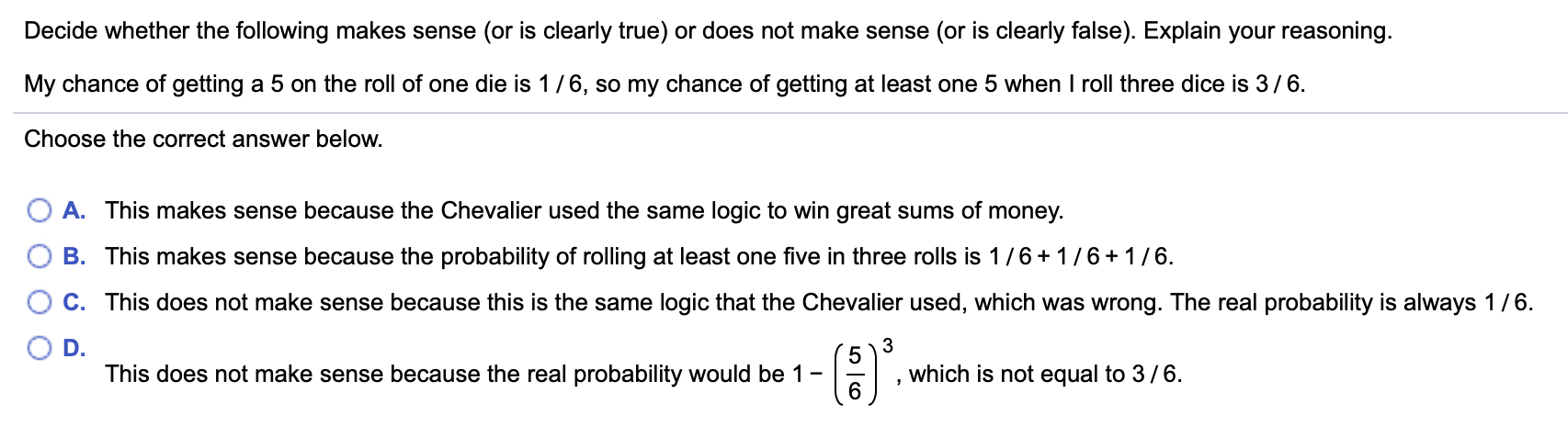 Solved Decide whether the following makes sense (or is | Chegg.com