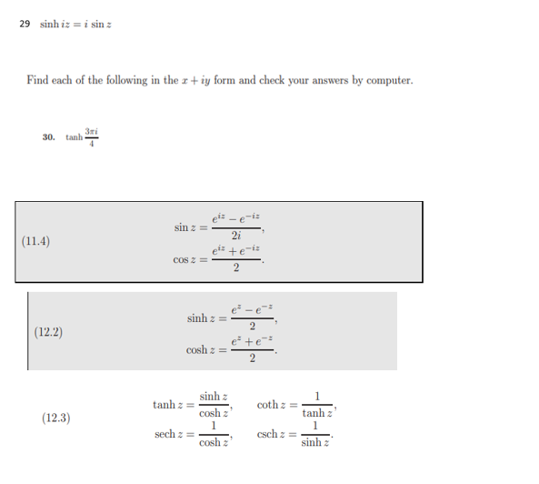 Solved 29 sinh iz = i sin Find each of the following in the | Chegg.com
