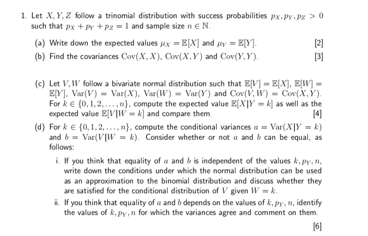Solved 1. Let X, Y, Z follow a trinomial distribution with | Chegg.com
