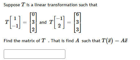 Solved Suppose T is ﻿a linear transformation such | Chegg.com