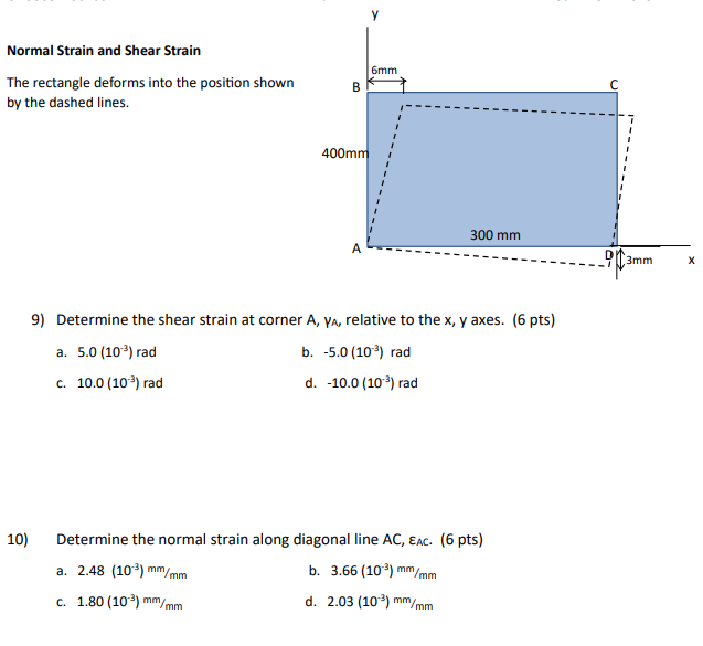 Solved Normal Strain and Shear Strain The rectangle deforms | Chegg.com
