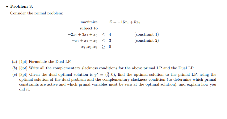 Solved • Problem 3. Consider the primal problem: maximize Z | Chegg.com