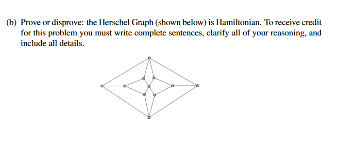 Solved (b) Prove or disprove: the Herschel Graph (shown | Chegg.com