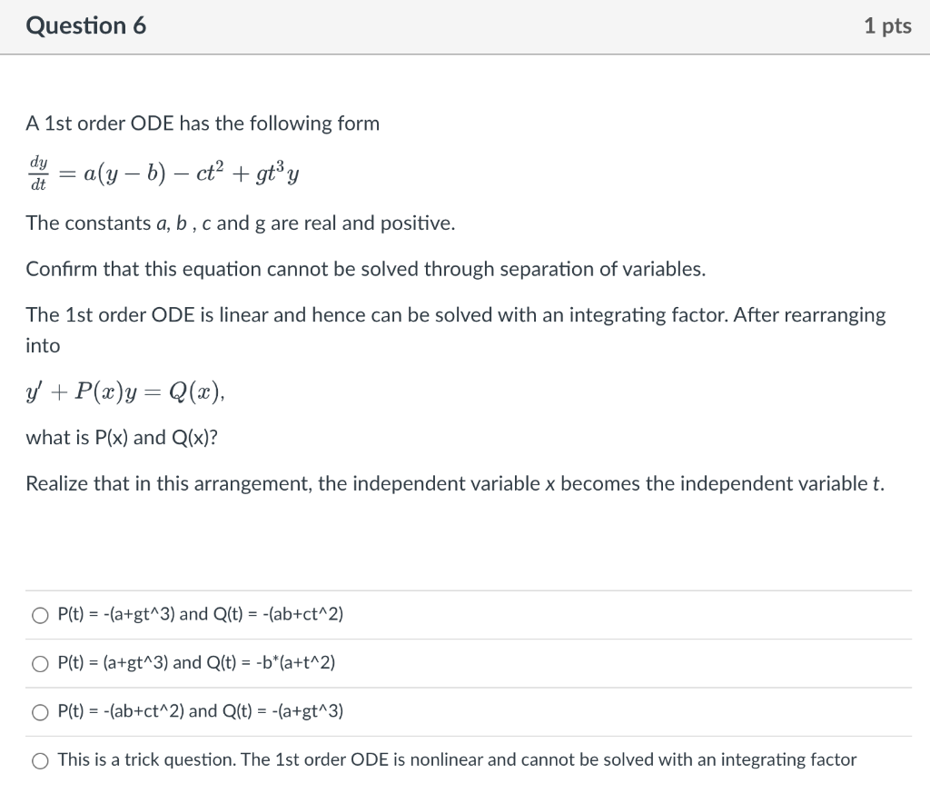 Solved A 1st order ODE has the following form | Chegg.com