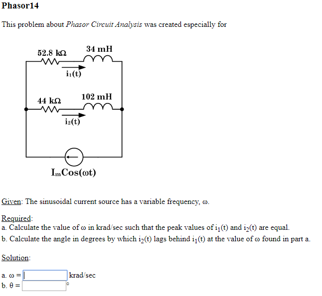 Solved Phasor14 This problem about Phasor Circuit Analysis | Chegg.com