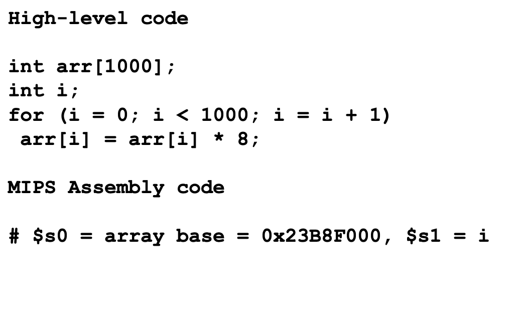 Solved High-level code int arr[1000]; int i; for (i = 0; i