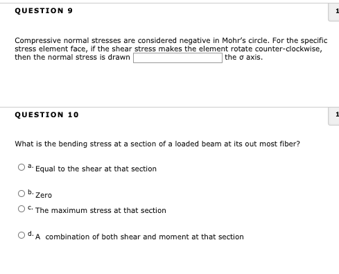 Solved QUESTION 9 Compressive normal stresses are considered | Chegg.com
