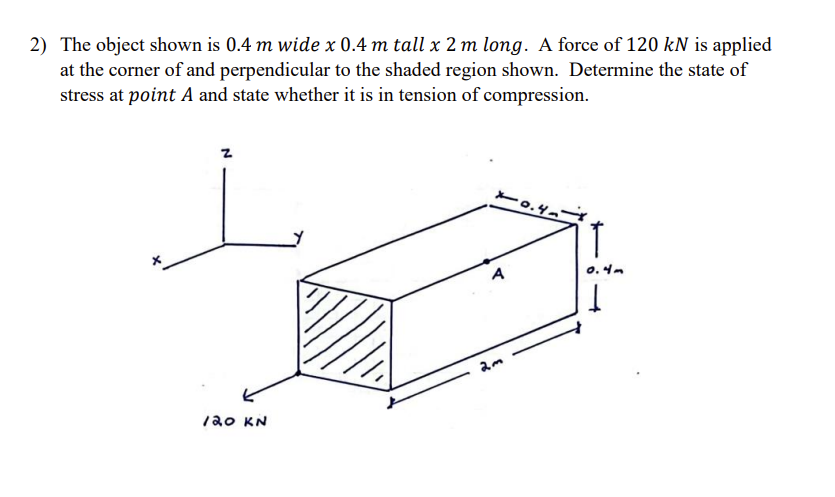 2) The object shown is 0.4 m wide ×0.4 m tall ×2 m | Chegg.com