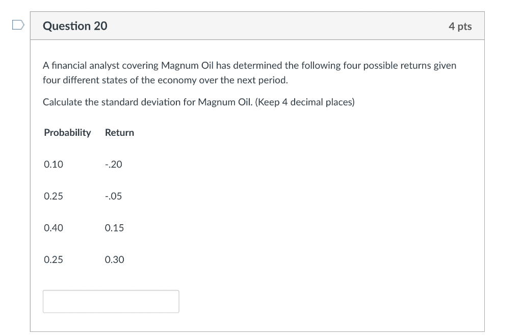 Solved A financial analyst covering Magnum Oil has | Chegg.com Solved A financial analyst covering Magnum Oil has | Chegg.com