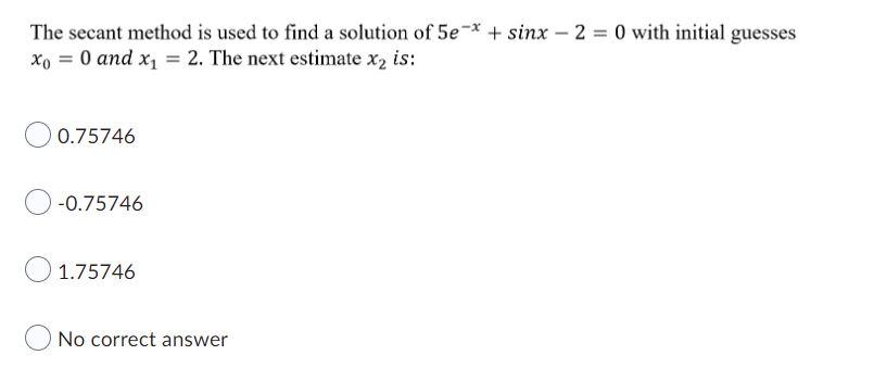Solved The secant method is used to find a solution of | Chegg.com