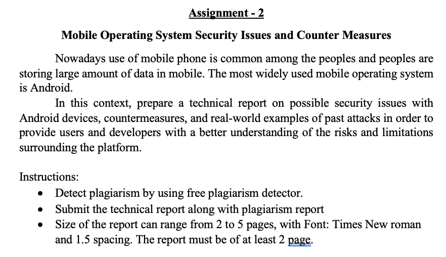 Solved Assignment - 2 Mobile Operating System Security | Chegg.com