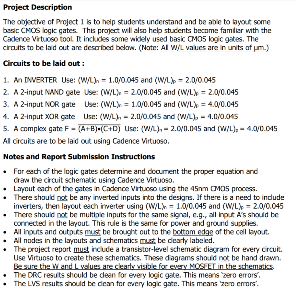 Solved This is to be done with CADENCE VIRTUOSO OR | Chegg.com