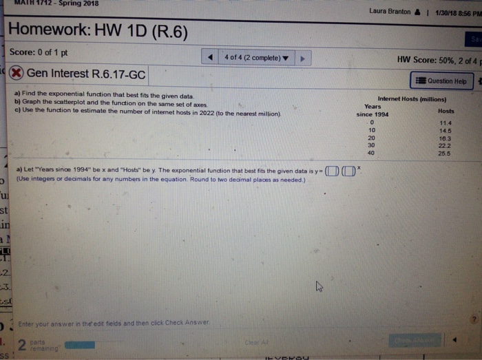 Solved MATH1712- Spring 2018 Laura Branton & 1 1/30/18 8:56 | Chegg.com