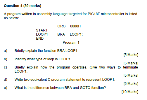 Solved Question 4 (30 marks) A program written in assembly | Chegg.com