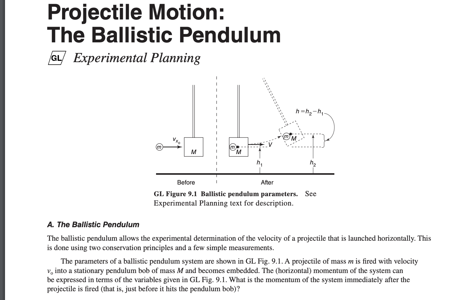Solved Projectile Motion: The Ballistic Pendulum GL | Chegg.com