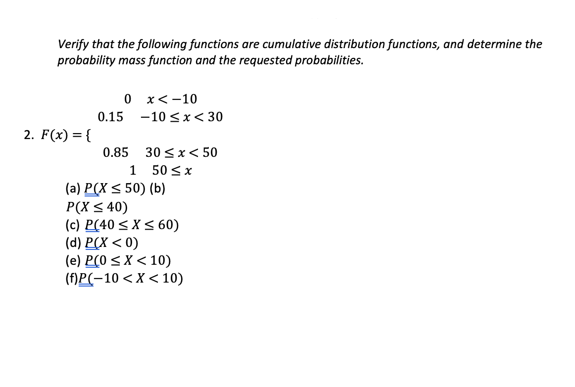 Solved Verify that the following functions are cumulative | Chegg.com