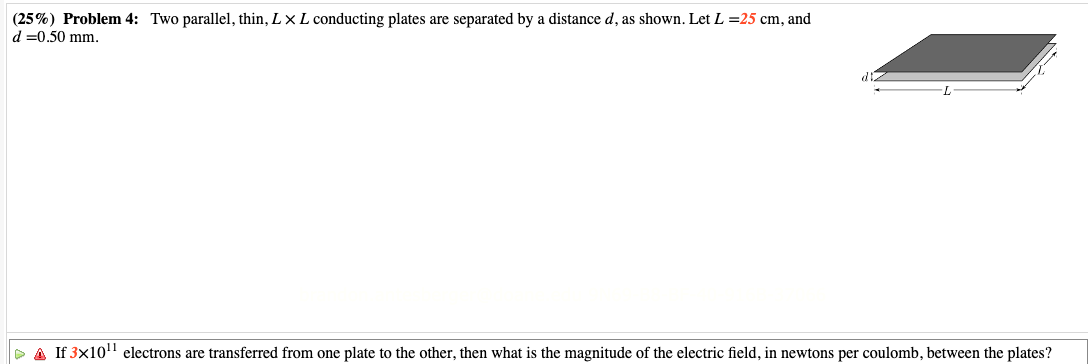 Solved (25\%) Problem 4: Two parallel, thin, L×L conducting | Chegg.com