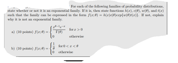 Solved For each of the following families of probability | Chegg.com