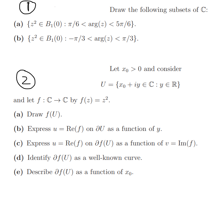 Solved D Draw the following subsets of C : (a) {z2∈B1(0):π/6 | Chegg.com Solved D Draw the following subsets of C : (a) {z2∈B1(0):π/6 | Chegg.com