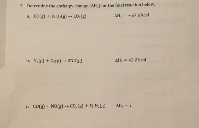 Solved Determine the enthalpy change (Delta H_3) for the | Chegg.com