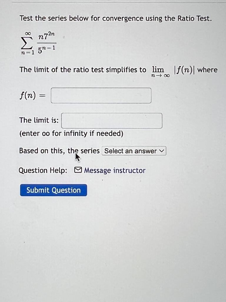 Solved Test the series below for convergence using the Ratio | Chegg.com