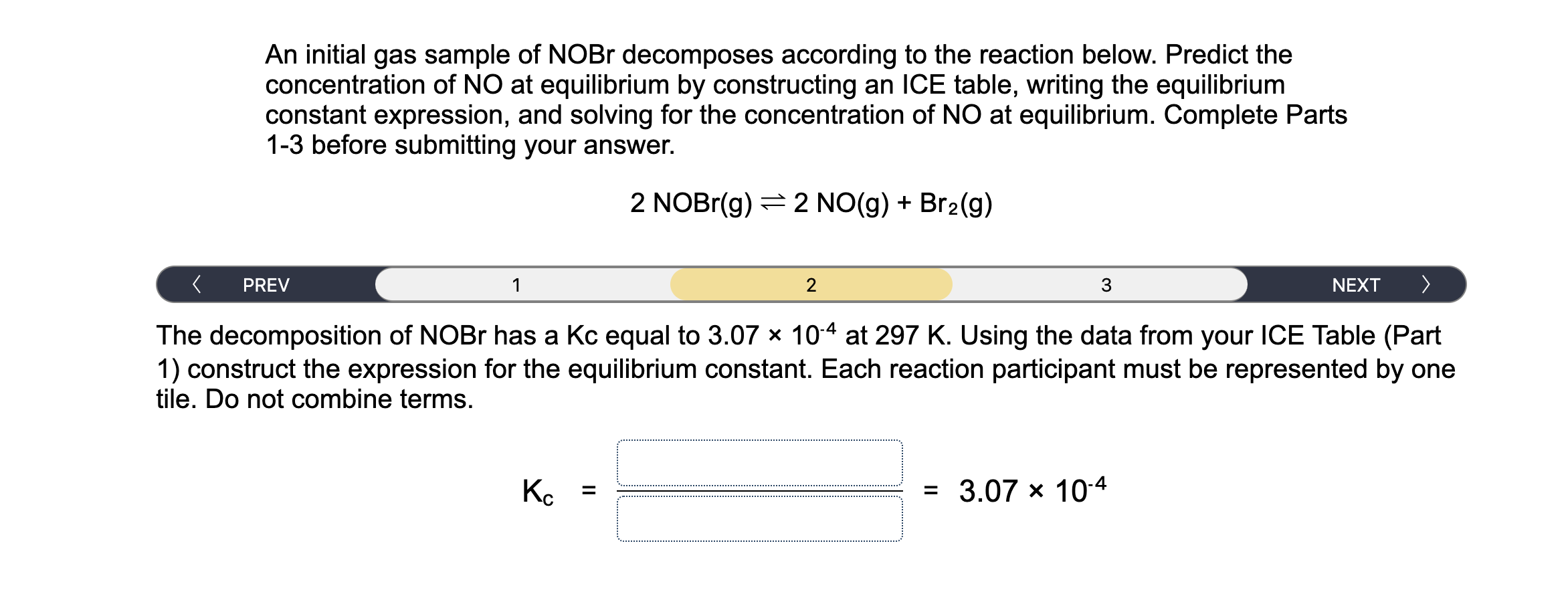 Solved An initial gas sample of NOBr decomposes according to | Chegg.com
