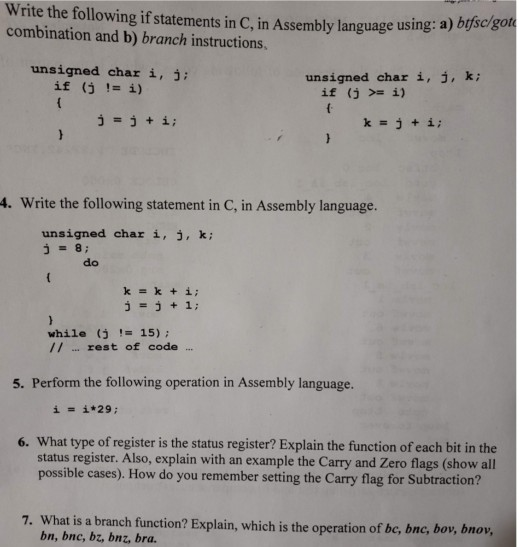 Write the following if statements in C, in Assembly | Chegg.com