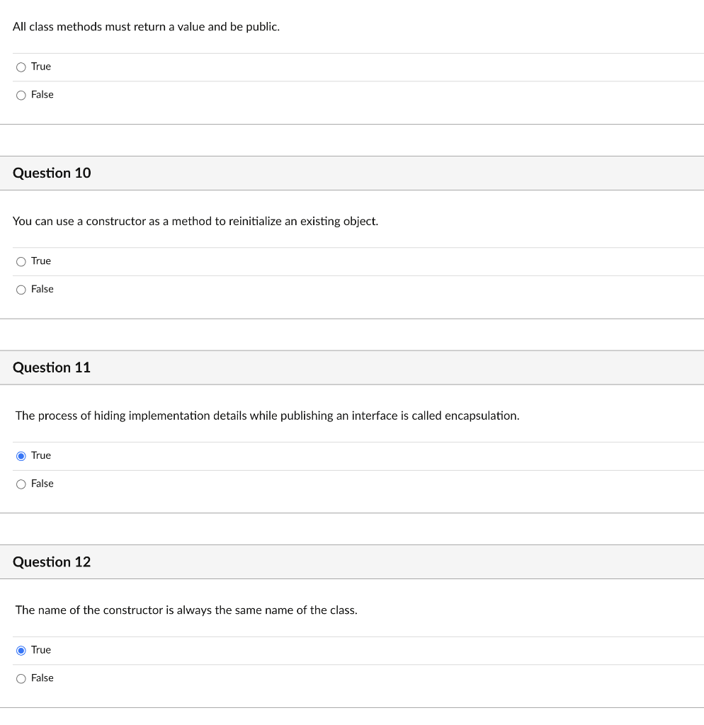 Solved All class methods must return a value and be public. | Chegg.com