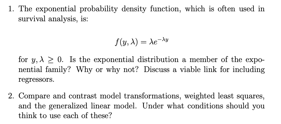 Solved 1. The exponential probability density function, | Chegg.com