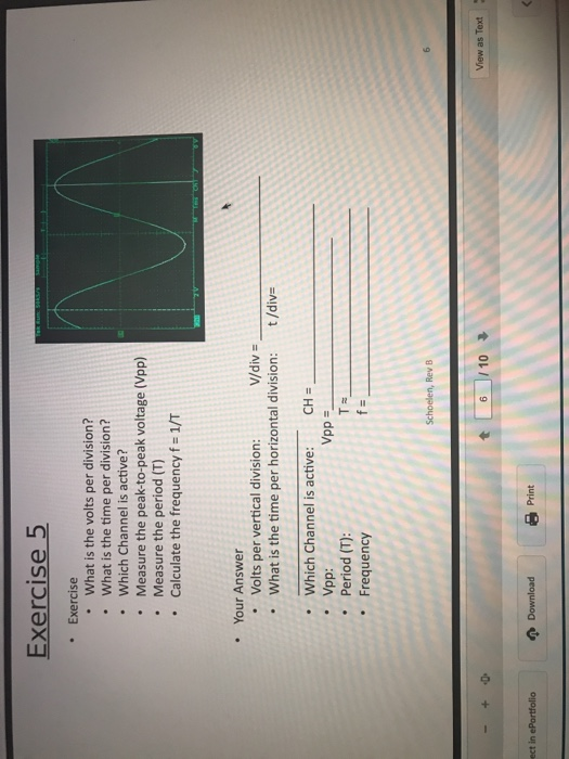 Exercise 4 . Exercise What is the volts per division? | Chegg.com