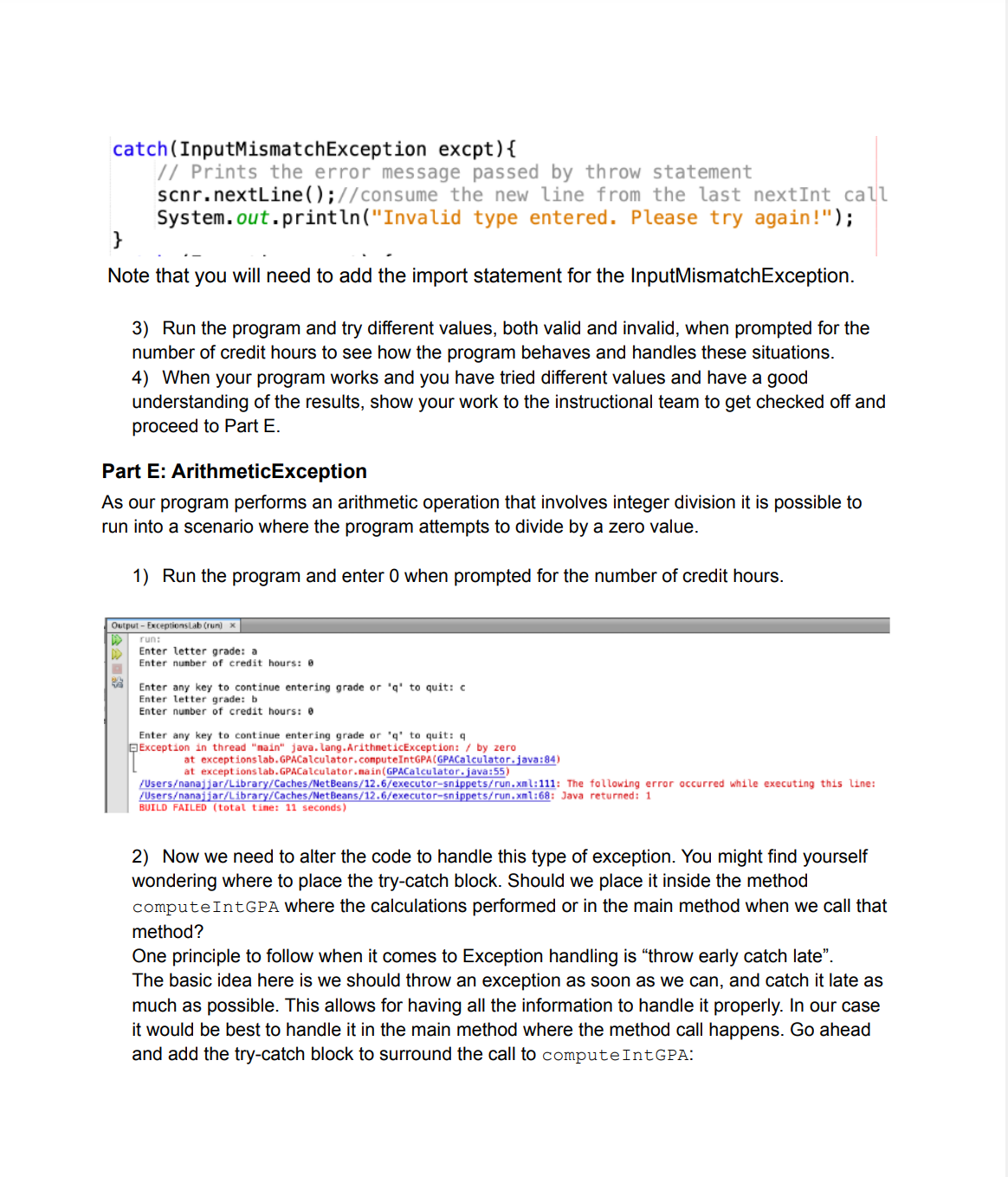 Solved ITSC 1213 - ExceptionsThis post consists of four | Chegg.com