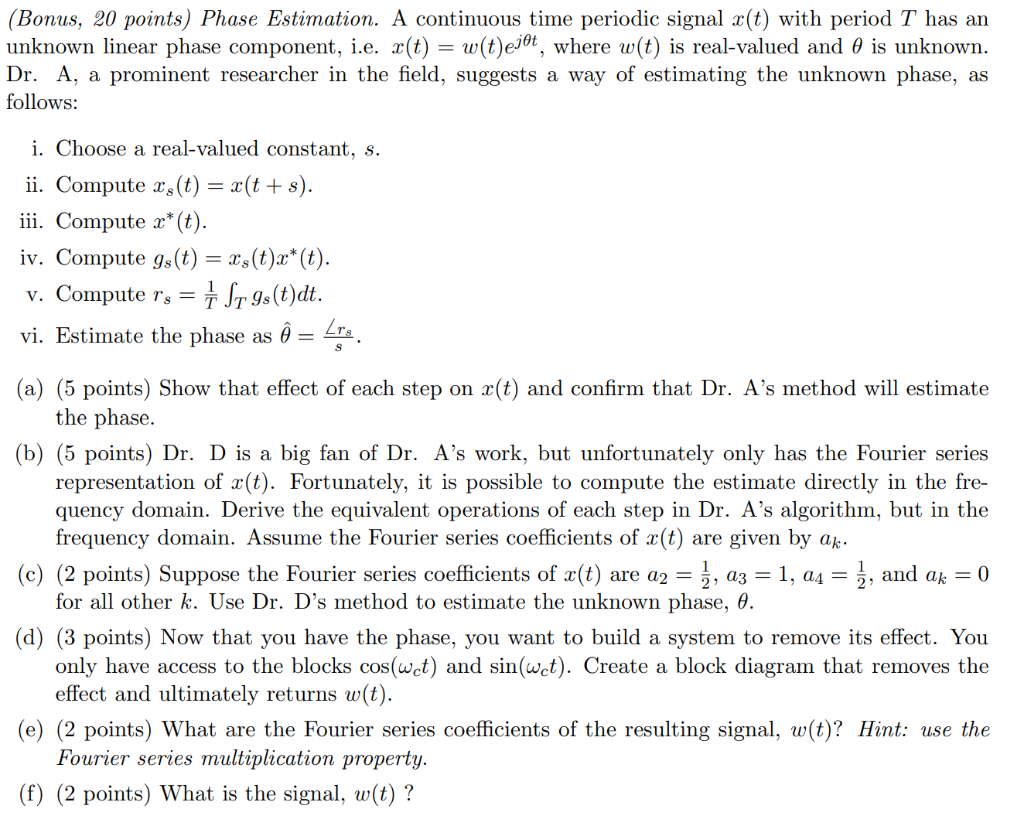 Phase Estimation A Continuous Time Periodic Signal