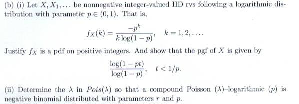 Solved (b) (i) Let X, X1,... be nonnegative integer-valued | Chegg.com