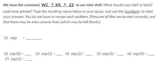 Solved We issue the command WC ZZ to our mini-shell. | Chegg.com