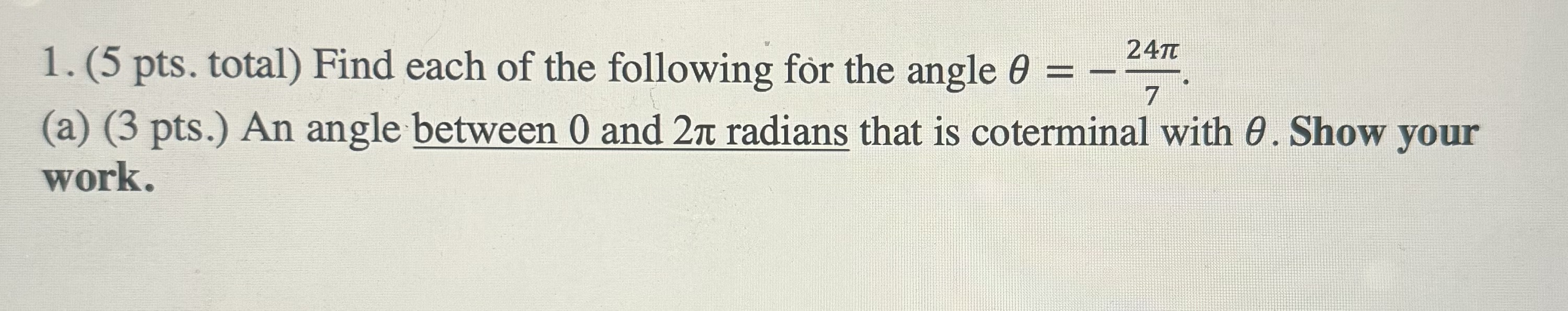 Solved 1. (5 pts. total) Find each of the following for the | Chegg.com