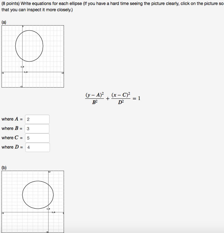 Solved (8 points) Write equations for each ellipse (If you | Chegg.com