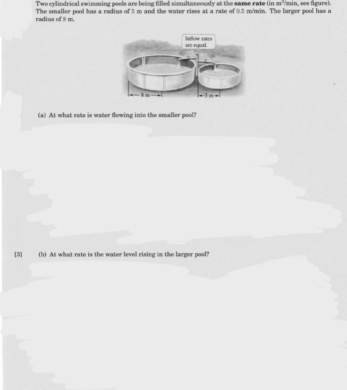 Solved Two cylindrical swimming pools are being filled | Chegg.com