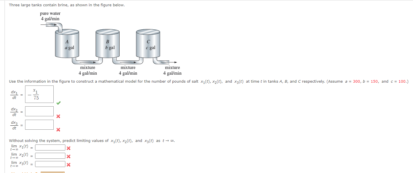 Solved Three large tanks contain brine, as shown in the | Chegg.com