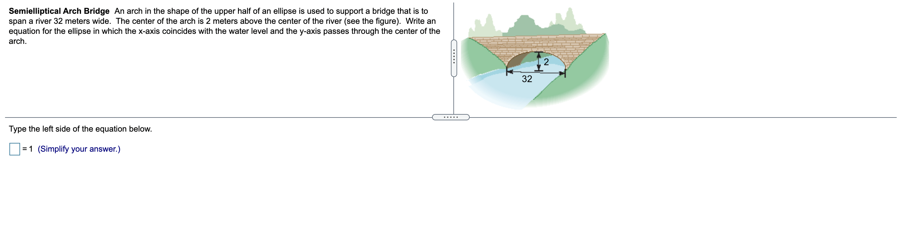 Solved Semielliptical Arch Bridge An arch in the shape of | Chegg.com