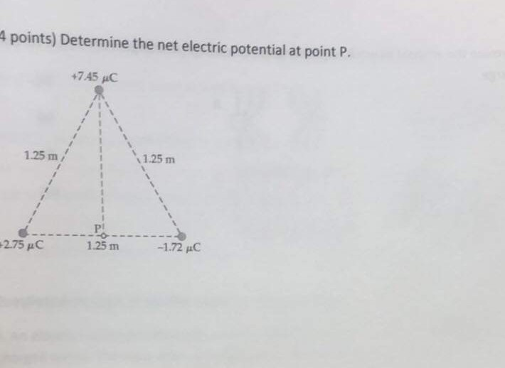 Solved 4 points) Determine the net electric potential at | Chegg.com